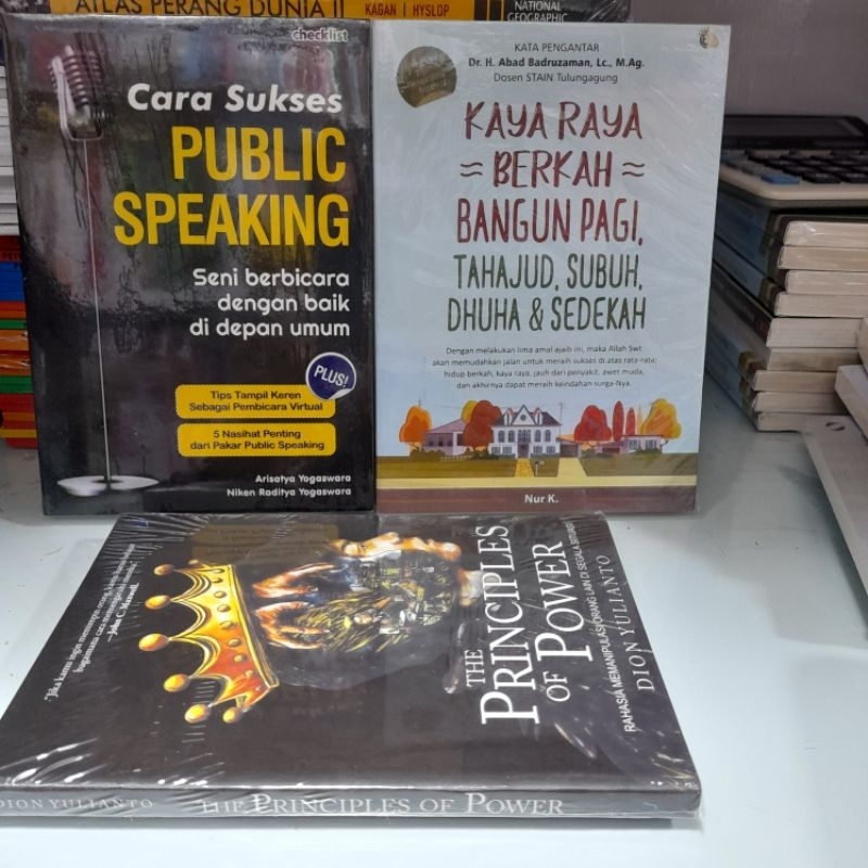 Jual Paket 3 buku cara sukses public speaking, kaya raya berkah bangun pagi, dan the principles ...