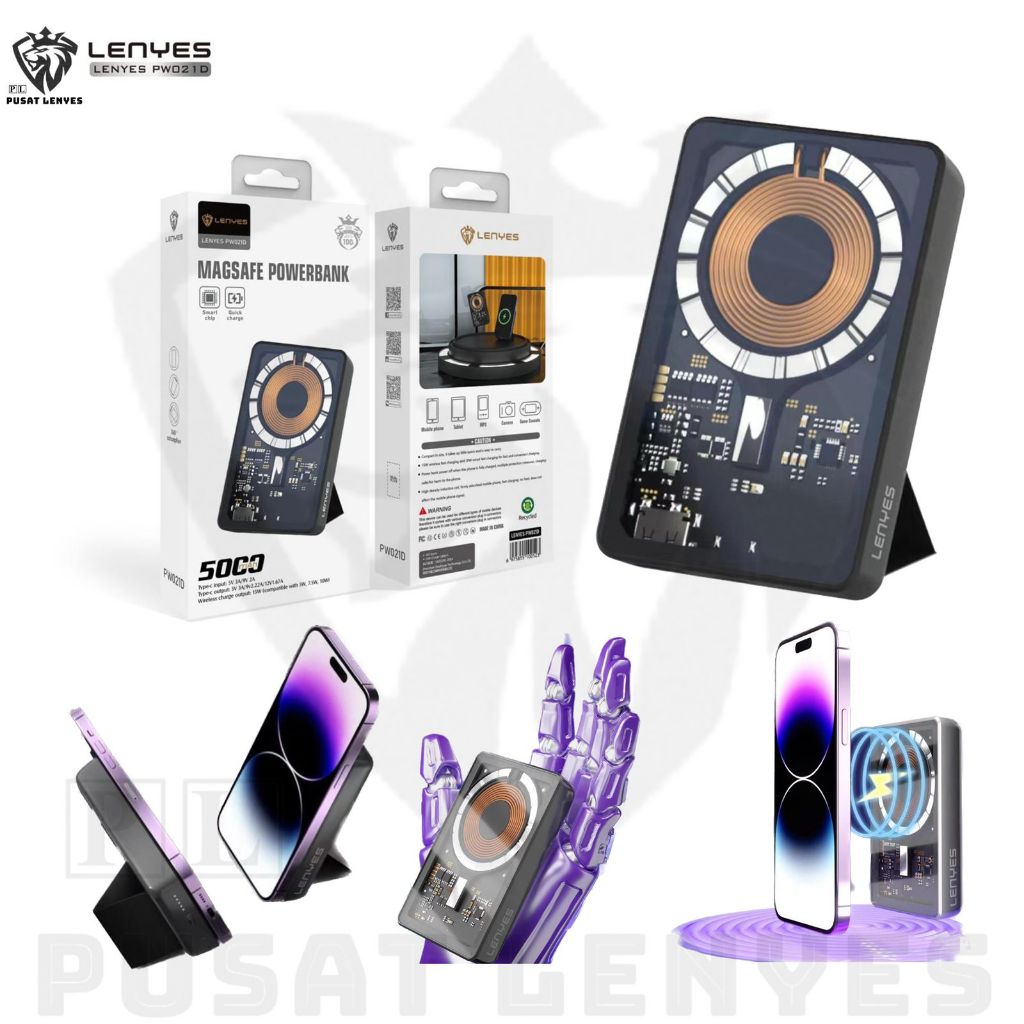 Jual PW021D - Powerbank LENYES PW-021 D 5000mAh Wireless Fast Charging ...