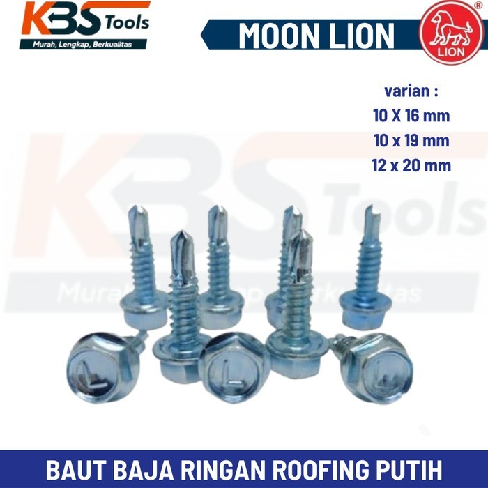 Jual 1 BOX Baut Baja Ringan MOON LION Spandek Drilling Roofing Putih ...