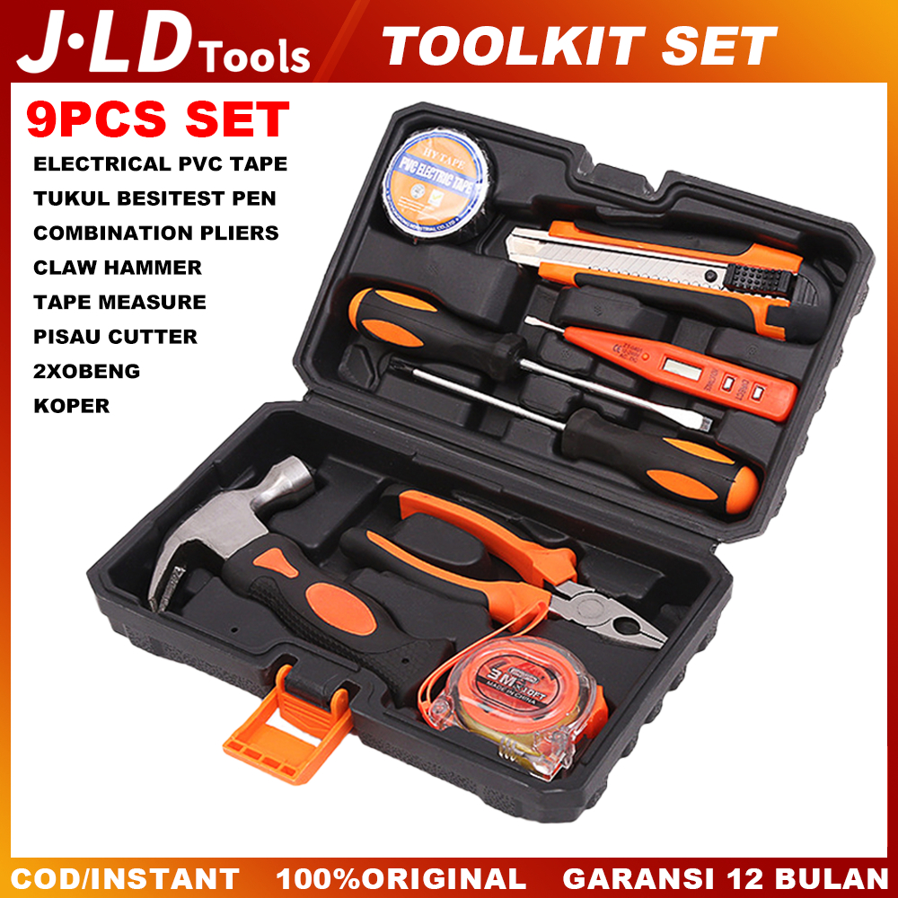 Jual JLD 9pcs Toolkit set box lengkap Perkakas tukang lengkap Tool Kit ...