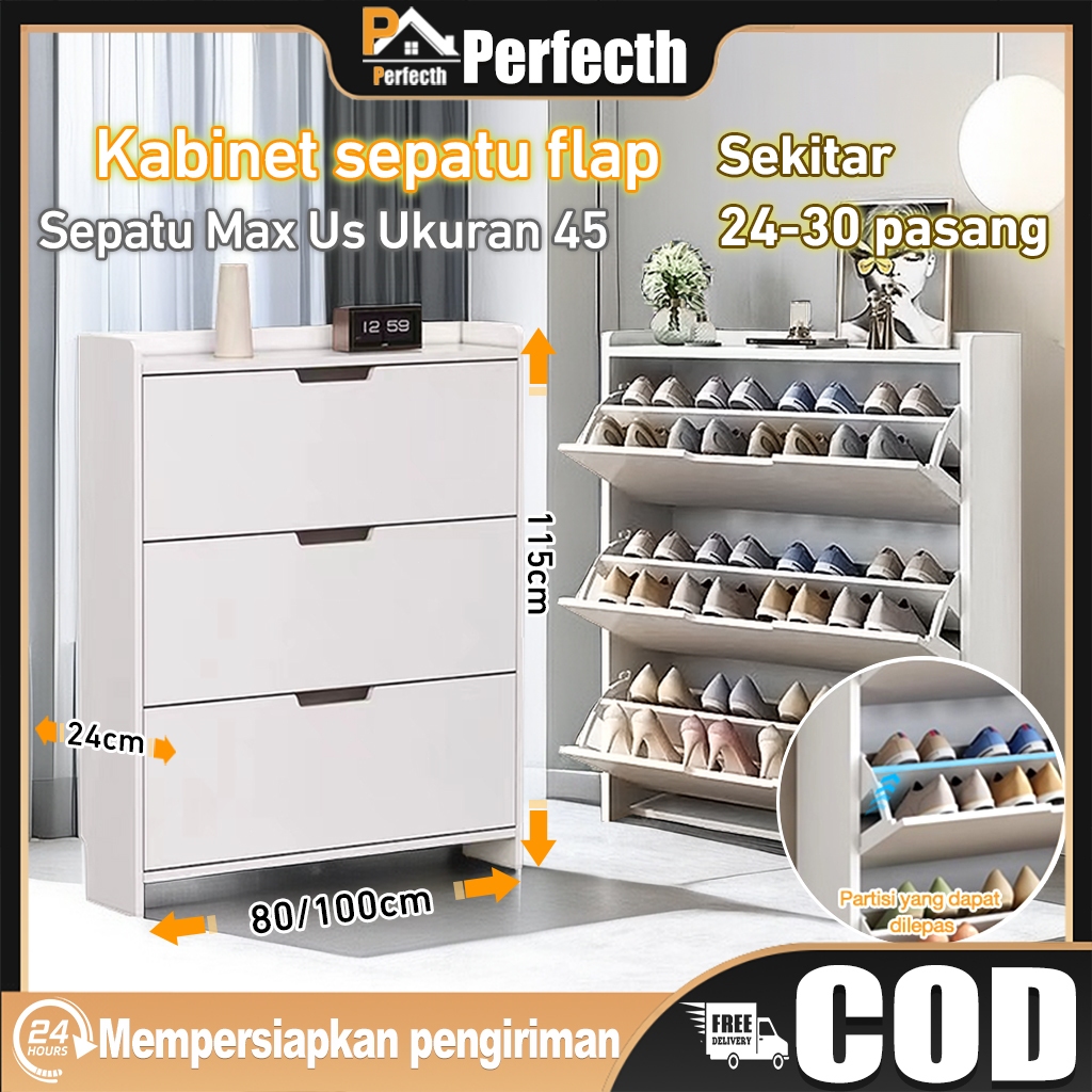 Jual (Kapasitas Besar Kayu padat Shoes Cabinet)Lemari Sepatu Minimalis ...