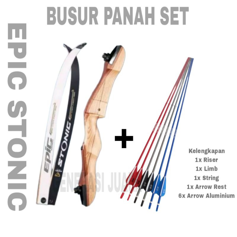 Jual EPIC STONIC WOODEN BOW 1 SET - Recurve Bow - Busur Panah Recurve ...