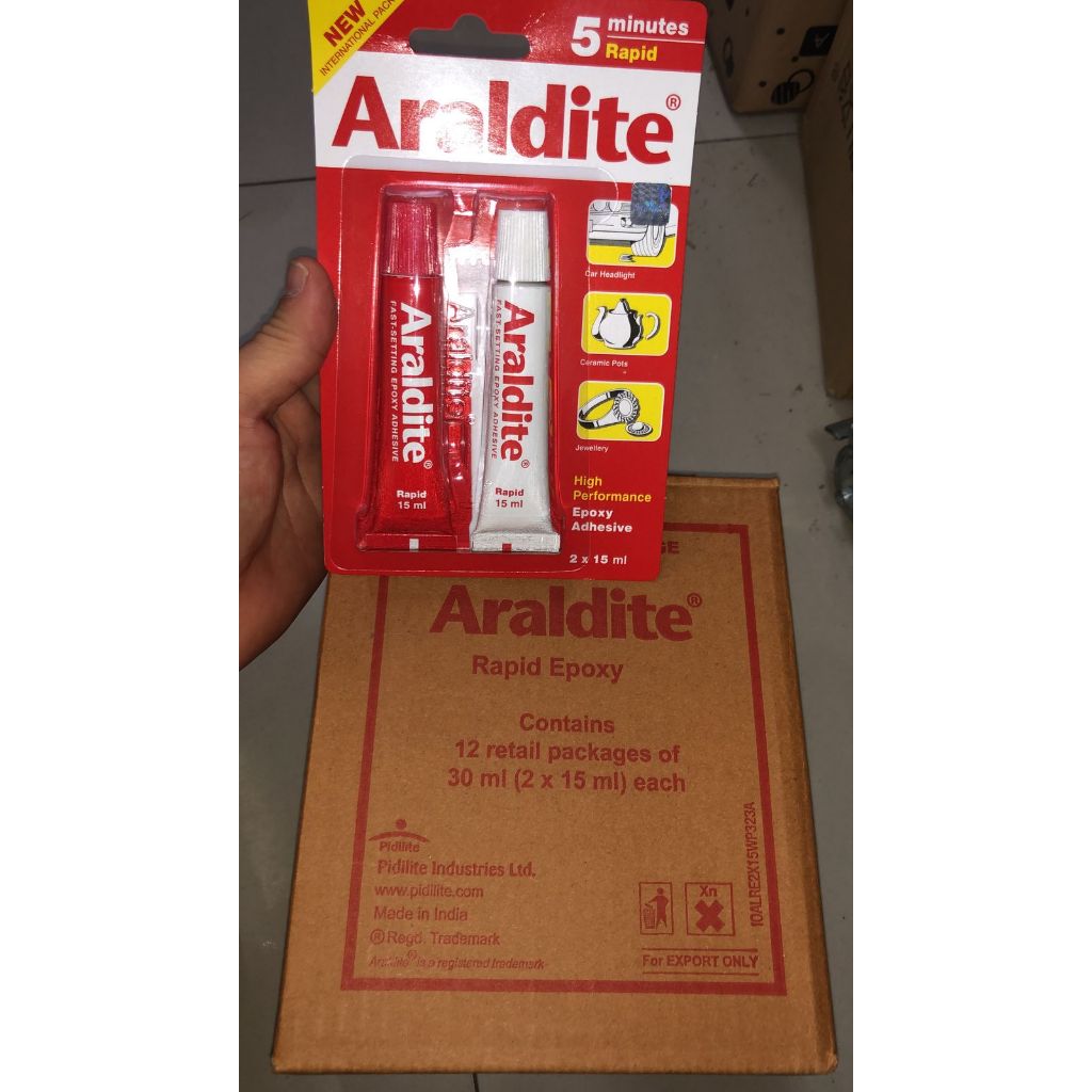Jual lem epoxy araldite merah rapid 5 menit made in india produksi 2023 ...
