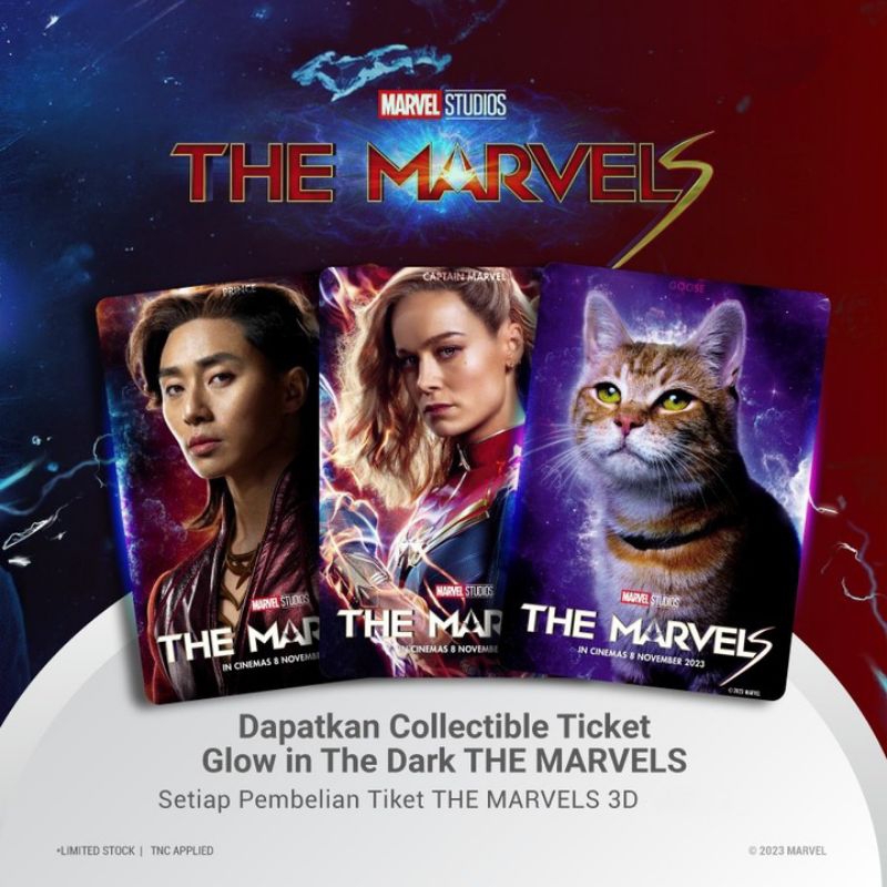 Jual Collectible Ticket The Marvels CGV Cinepolis XXI 3D Set Glow In ...