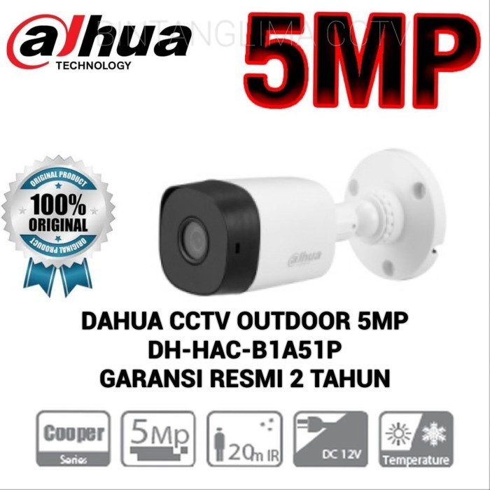 Jual CCTV Camera Outdoor Dahua Cooper IR 5MP DH-HAC-B1A51P Garansi ...