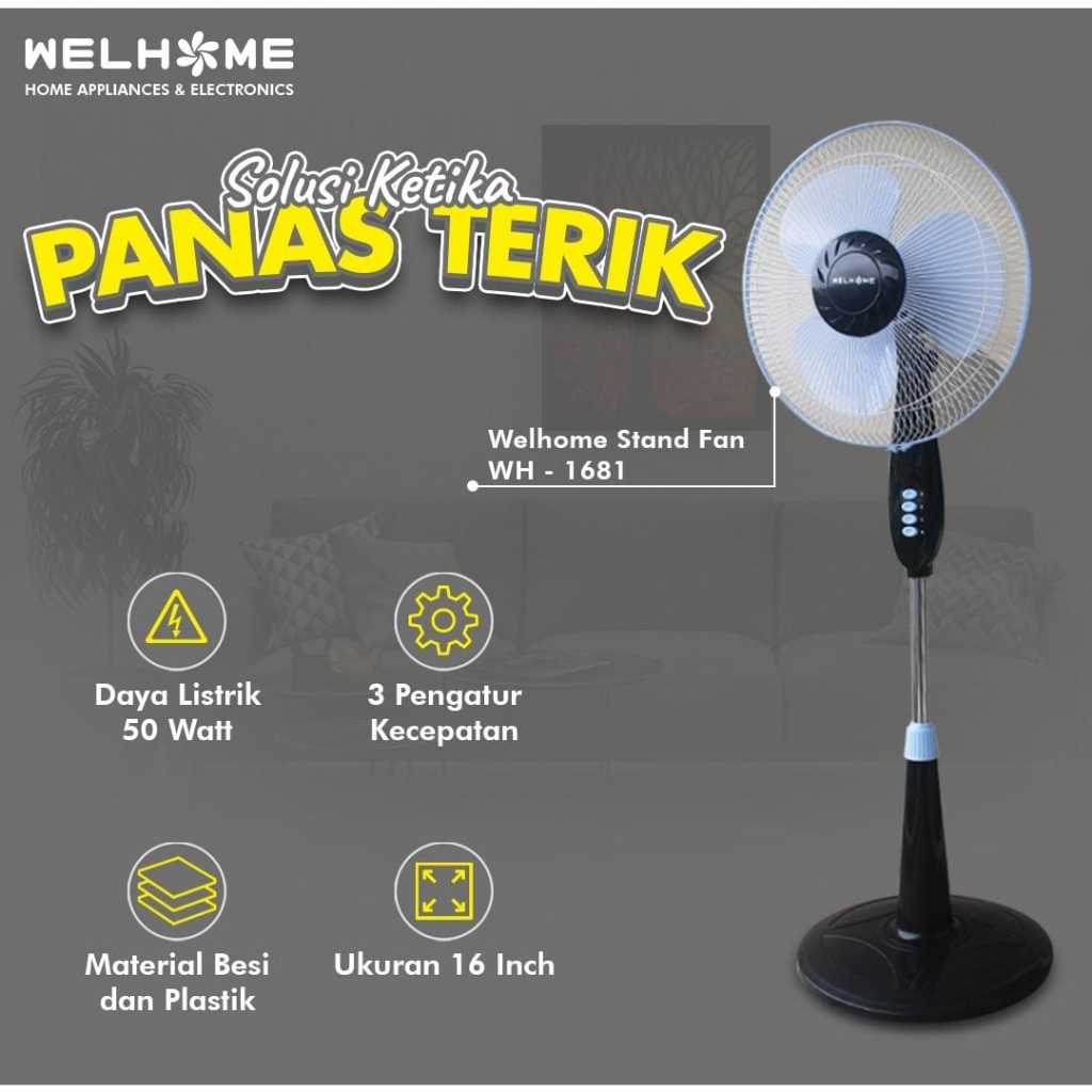 Jual kipas angin berdiri atau stand Welhome 16 inci angin sepoi sepoi ...