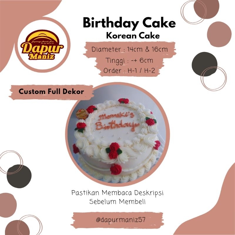 Jual Korean Cake / Birthday Cake / Cake Diameter 14cm / Cake Diameter ...