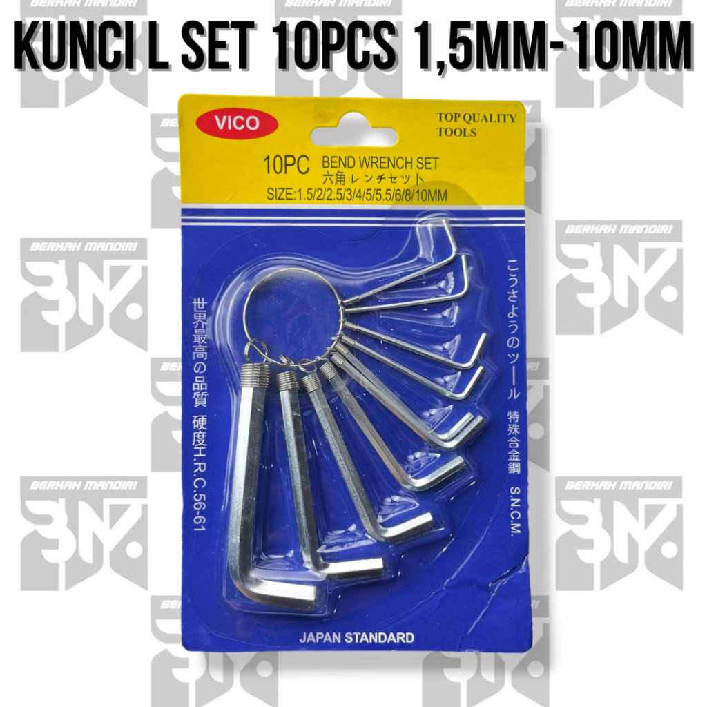 Jual Kunci L Set 10 pcs 1,5mm-10mm Bend Wrench Set 10 pcs | Shopee Indonesia