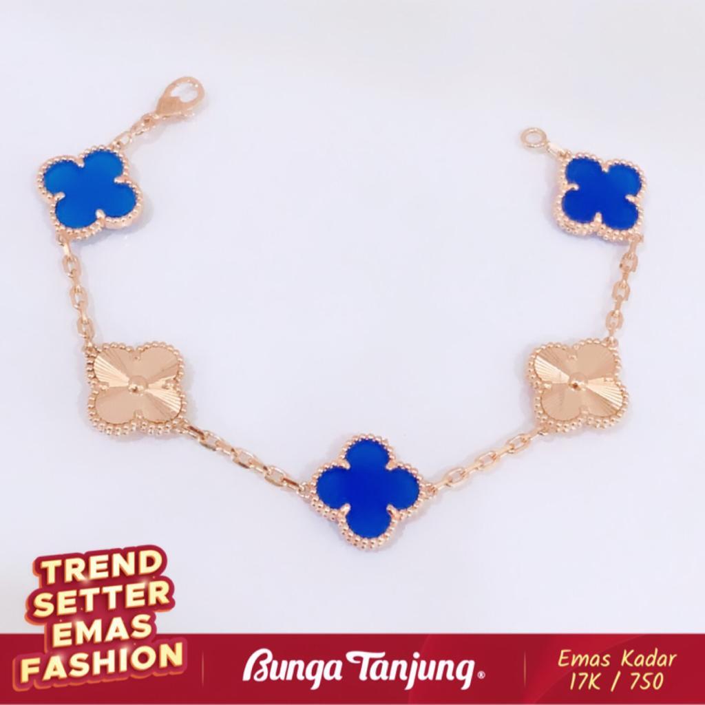 Jual GELANG CLOVER RAINBOW ARSIR - EMAS 17K - BUNGA TANJUNG GOLD ...