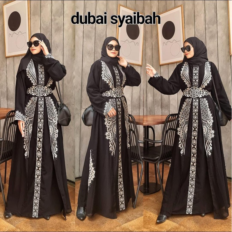 Jual Abaya Dubai Syaibah Gamis Arab Dress Hitam | Shopee Indonesia