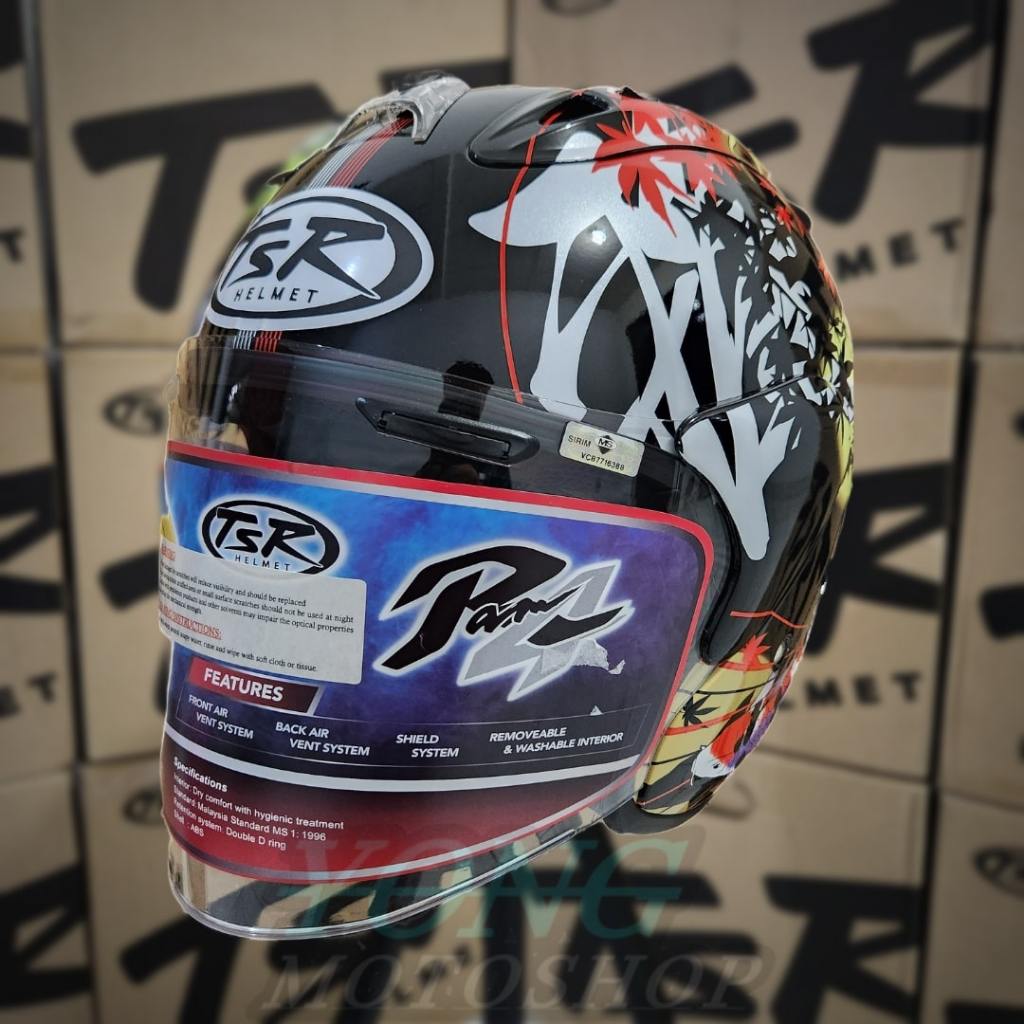 Jual Helm TSR Ram 4 Oriental V.2 Black Original Half Face TSR Helmet ...