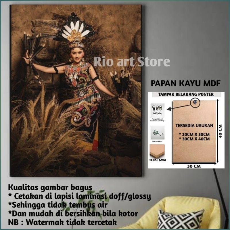Jual Hiasan dinding poster kesenian budaya dayak2 untuk walldekor atau ...