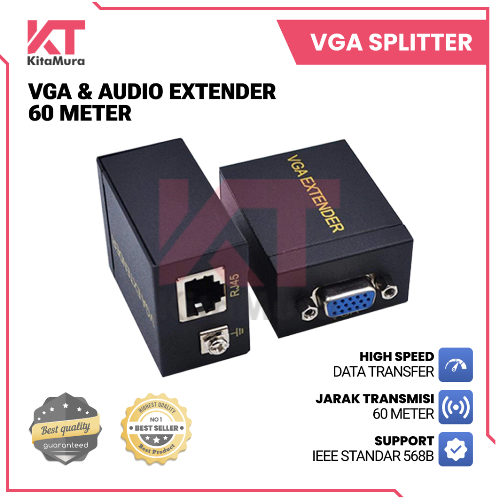 Jual VGA Extender 60, 100 Meter Cat 5e/6 High Speed | Shopee Indonesia