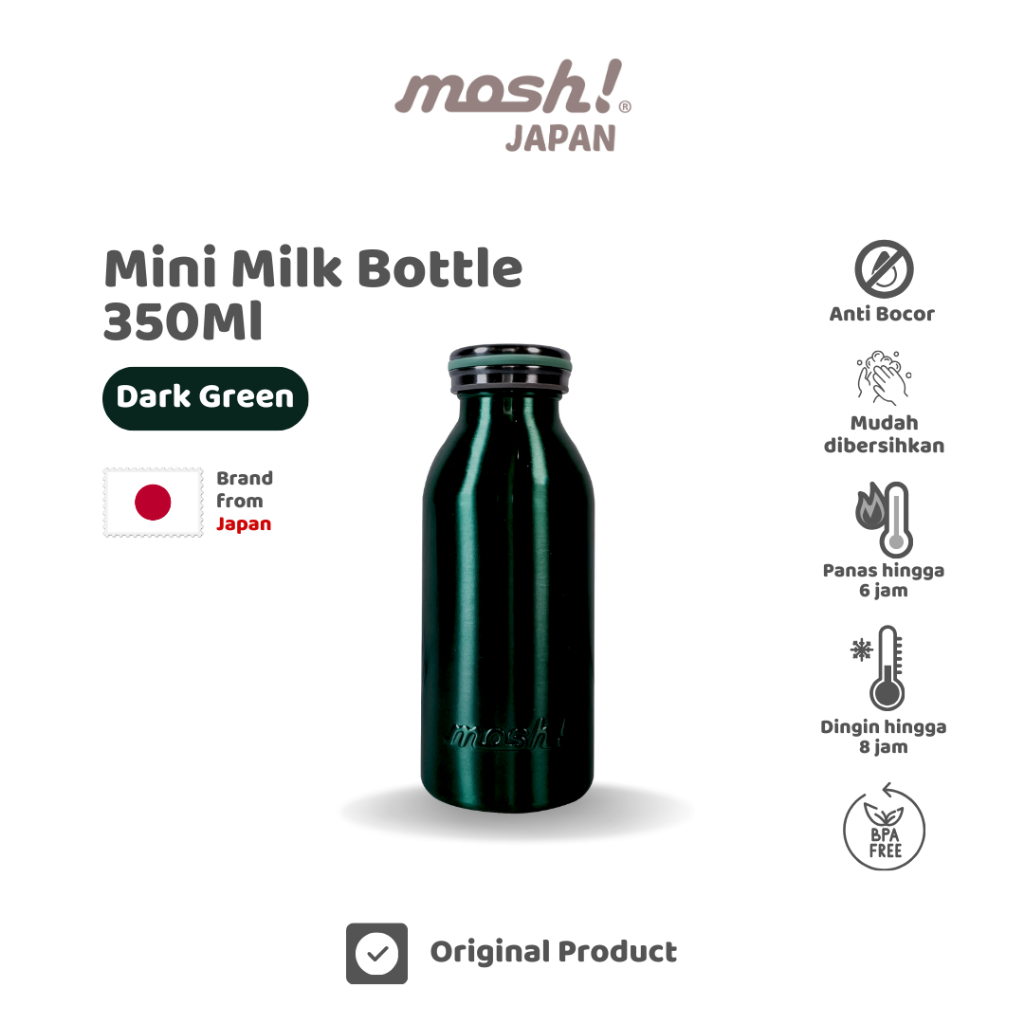 Jual Mosh Milk Bottle Dark Green - Botol Minum Stainless Steel 350ML | Shopee Indonesia