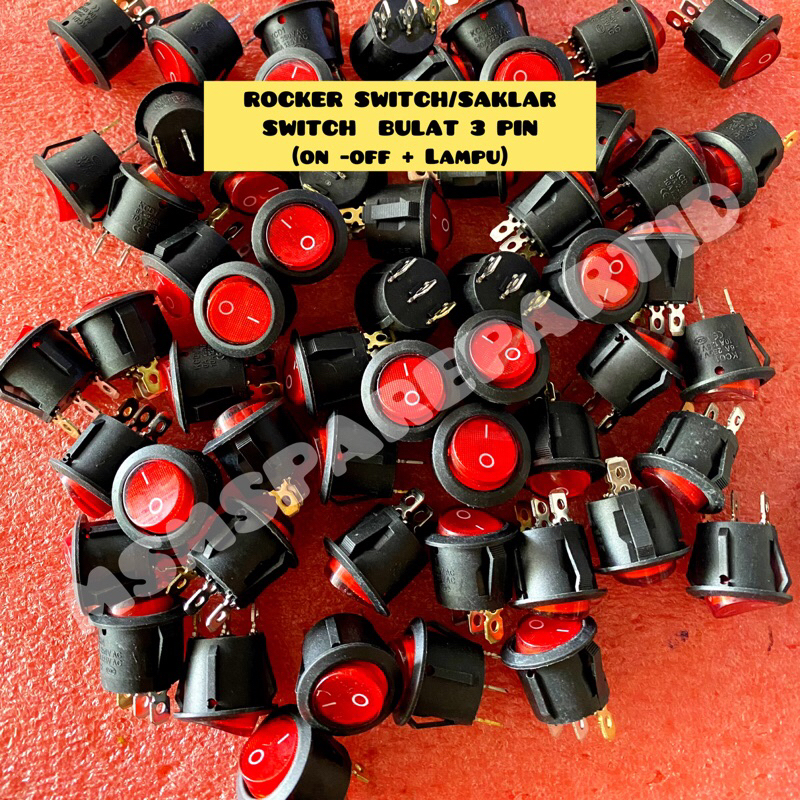 Jual ROCKER SWITCH/SAKLAR SWITCH BULAT 3 PIN (on -off + Lampu) | Shopee ...