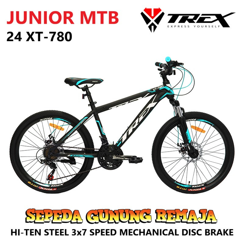 Jual Sepeda Gunung Trex XT780 MTB Remaja 24 Inci Steel Fork Susp 3x7Sp ...