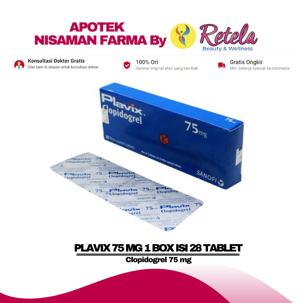 Jual Plavix 75 mg 1 Box 28 Tablet ( Clopidogrel 75 mg ) | Shopee Indonesia
