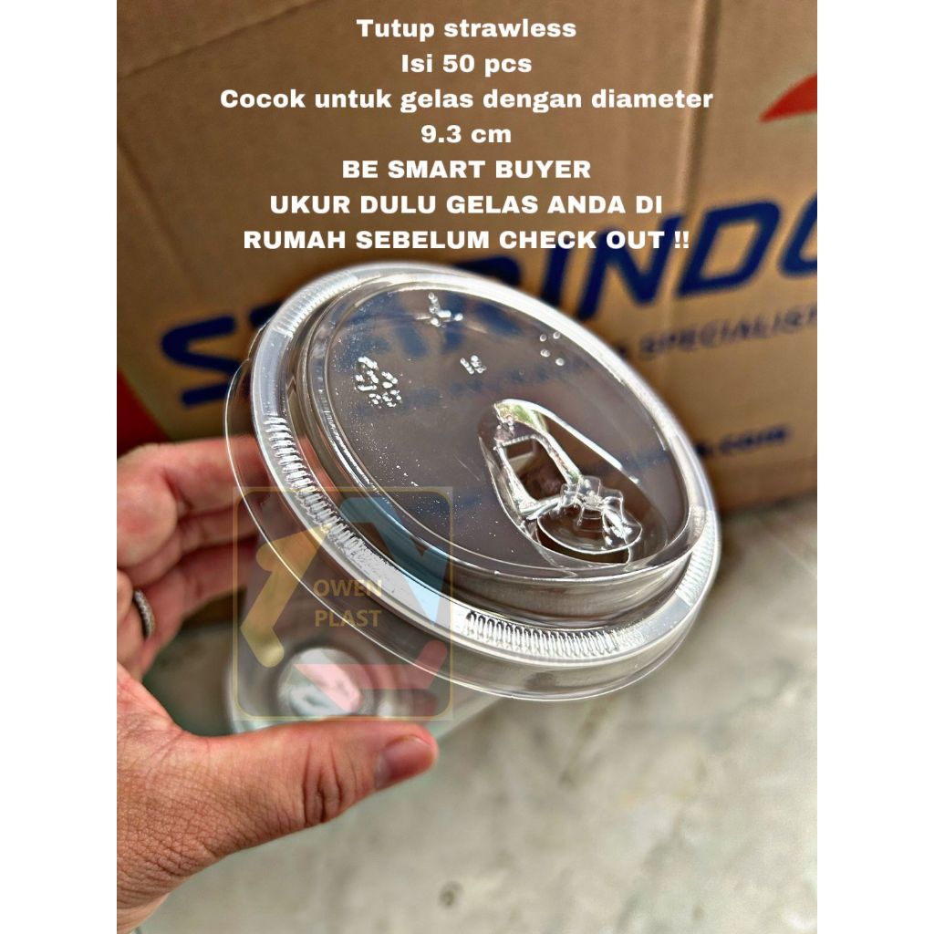 Jual TUTUP GELAS PLASTIK STRAWLESS STARINDO ISI 50 PCS DIAMETER BESAR ...