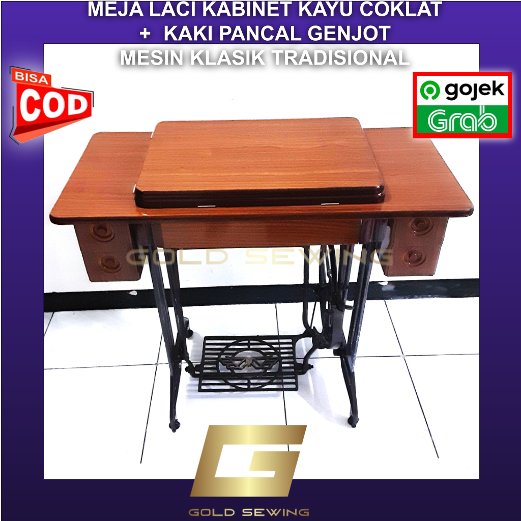 Jual Meja Laci Kabinet Kaki Pancal Genjot SET Mesin Jahit Tradisional ...