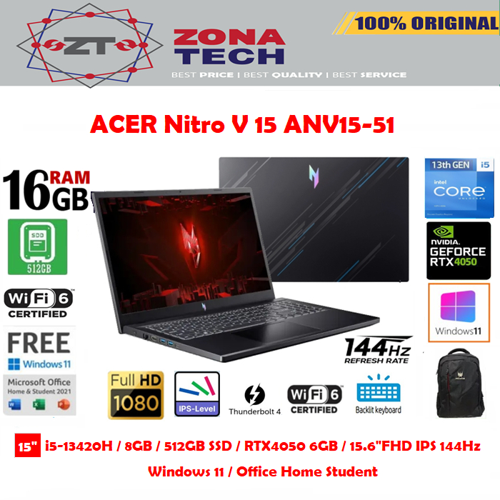 Jual Acer Nitro V 15 ANV 51 i5-13420H RTX4050 512GB 15.6"FHD IPS Win11 ...