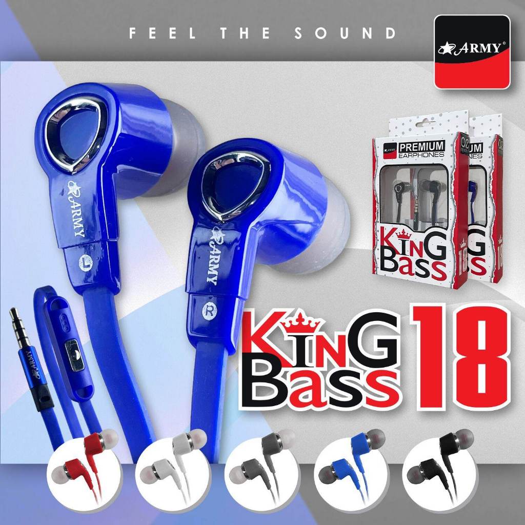 Jual HEADSET EARPHONE ARMY KING BASS STEREO - HANDSFREE HF EARPHONE ...