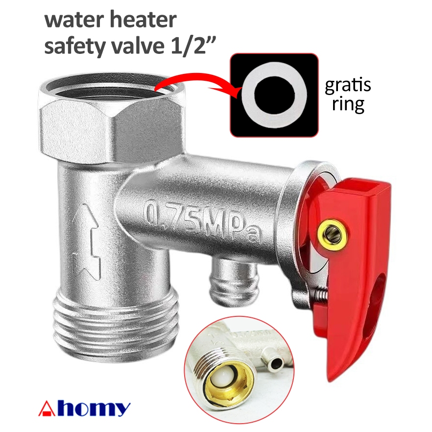 Jual klep katup pengaman ½” 0.75mpa water heater safety valve | Shopee ...