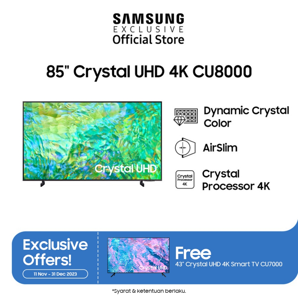 Jual Samsung Crystal UHD 4K Smart TV CU8000 | Shopee Indonesia