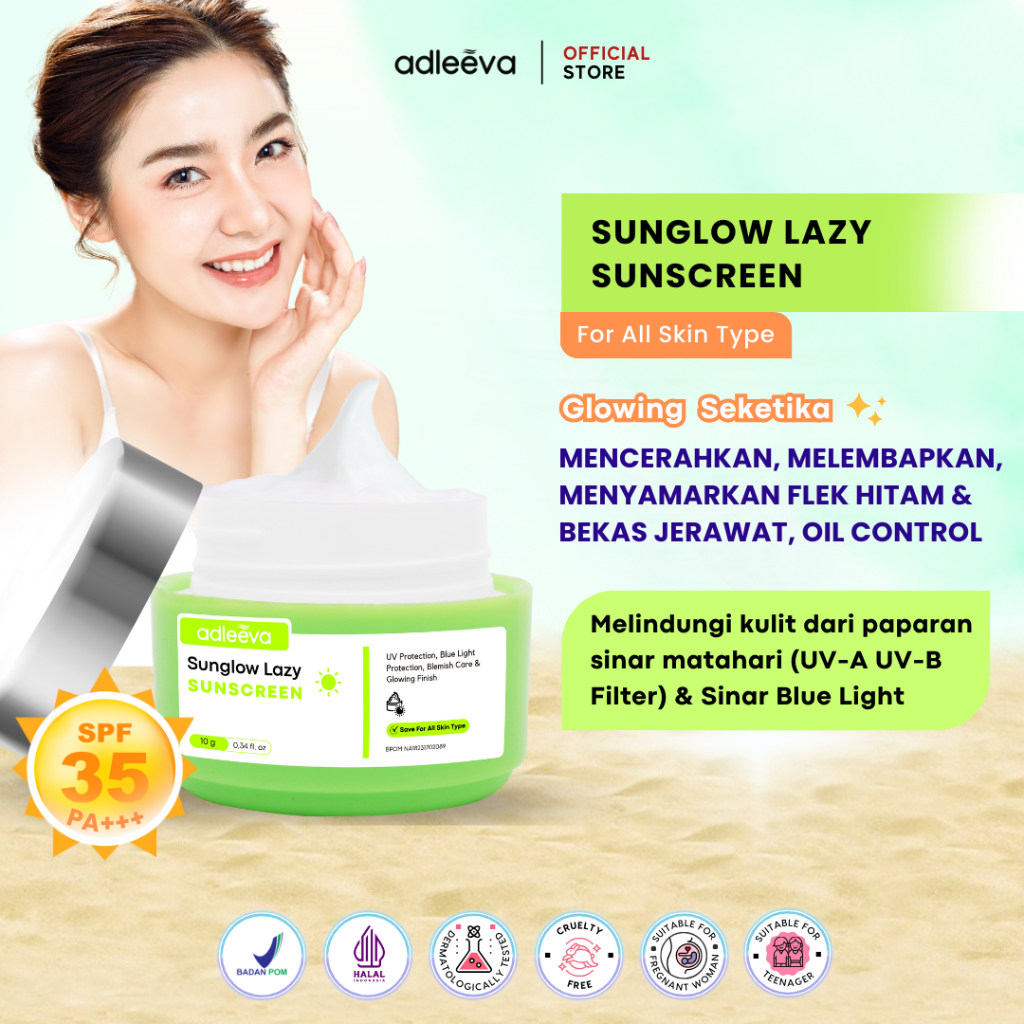 Jual Adleeva Sunglow Lazy Sunscreen Oil Free (With SPF 35 PA+++) | Shopee Indonesia