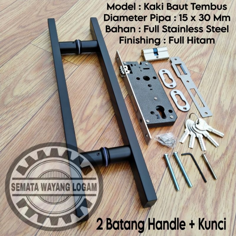 Jual Handle Pintu Rumah Baut Tembus Set Kunci 60cm 45cm 33cm Gagang ...