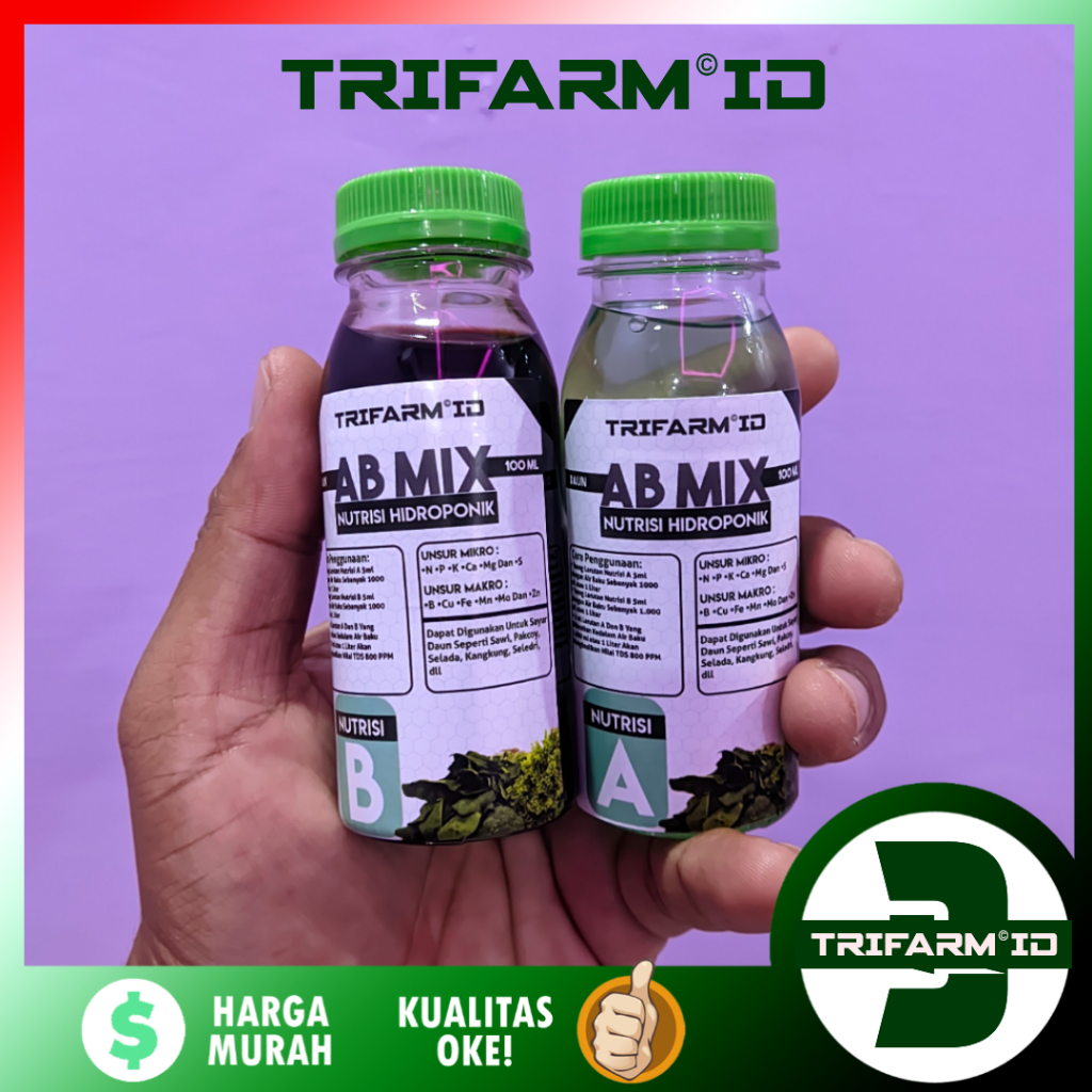 Jual TRIFARM 100 cc AB Mix Nutrisi Hidroponik Cair Sayur Daun | Shopee Indonesia
