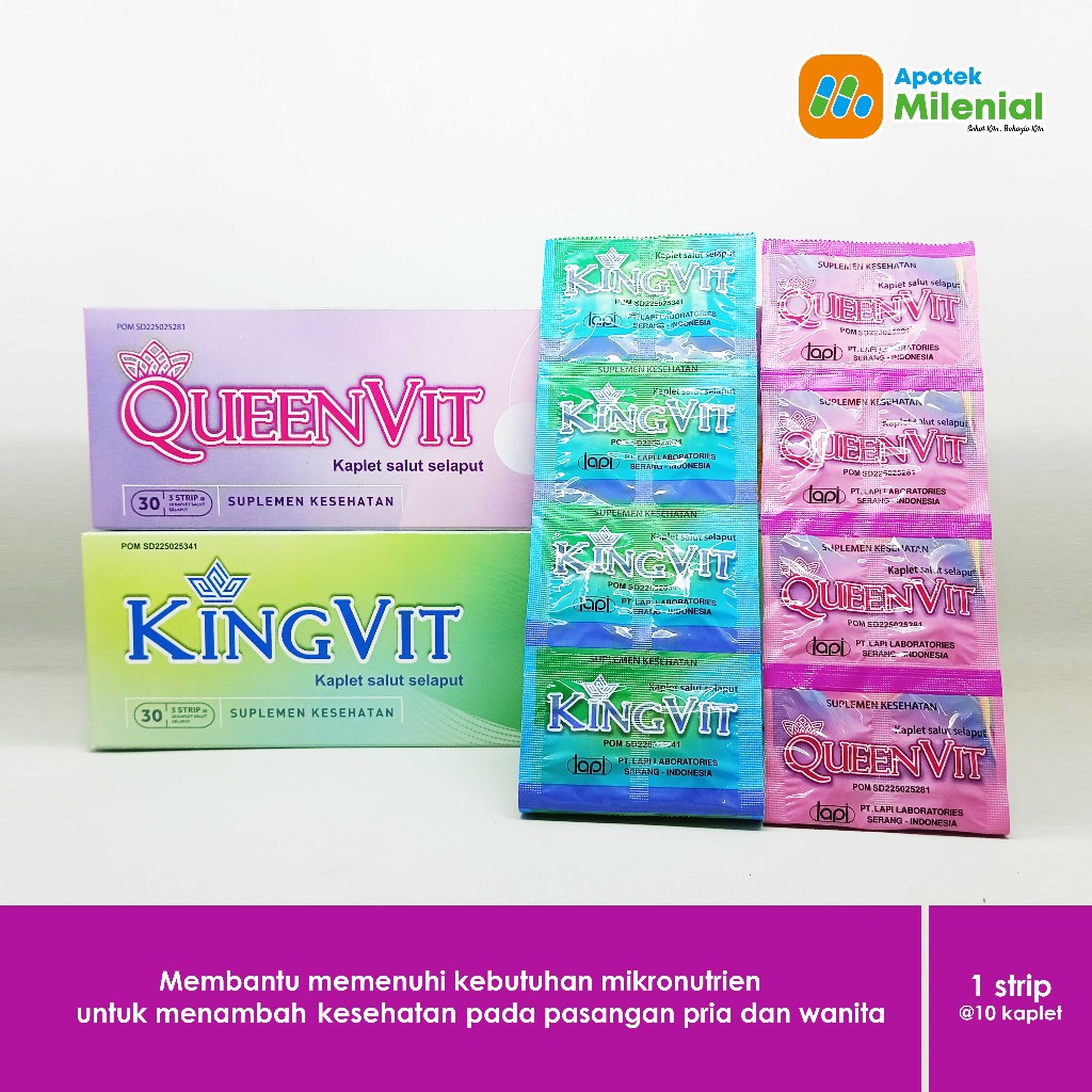 Jual Kingvit dan Queenvit Harga strip isi 10 Kaplet / Membantu Memenuhi Kebutuhan Mikronutrien ...