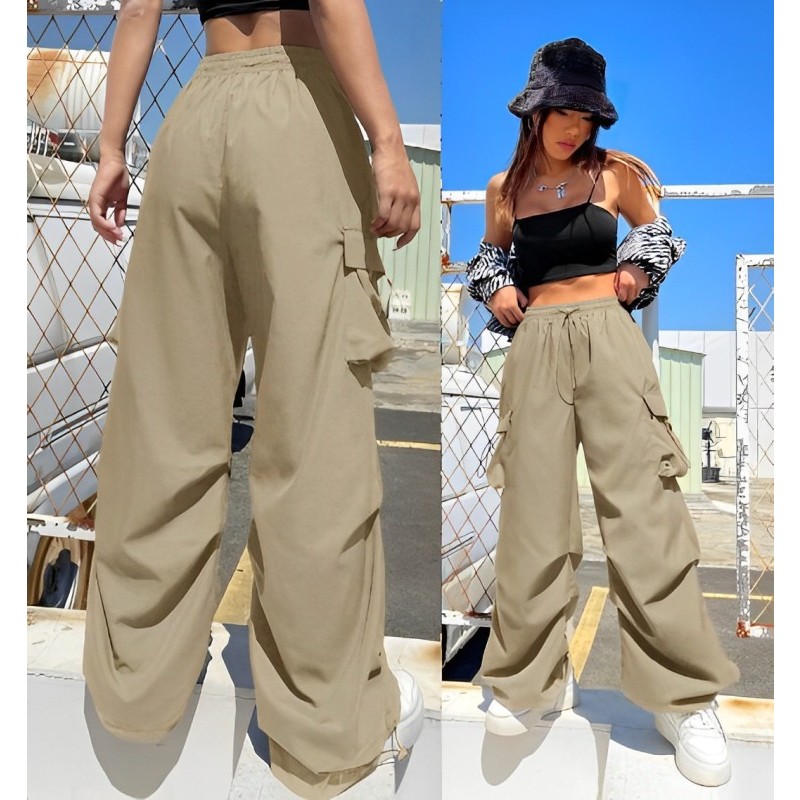 Jual celana baggy cargo parasut panjang streetwear korean style unisex wanita pria highwaist ...