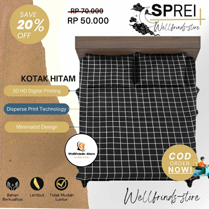 Jual Sprei 90x200 - Seprei aesthetic sudut karet No.4 | Shopee Indonesia