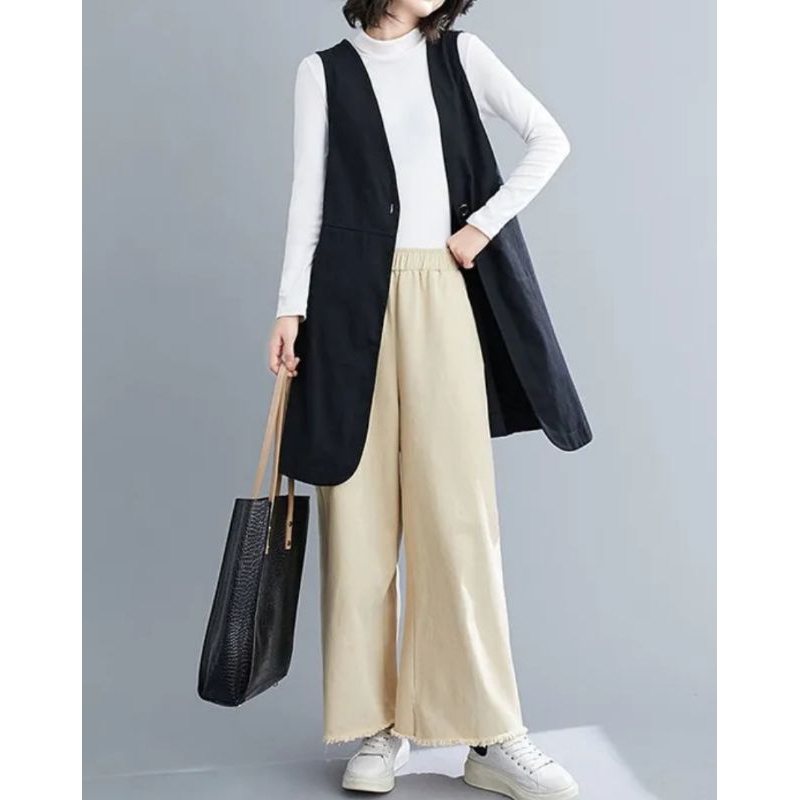 Jual Long vest wanita over size/Rompi wanita model korea kekinian | Shopee Indonesia