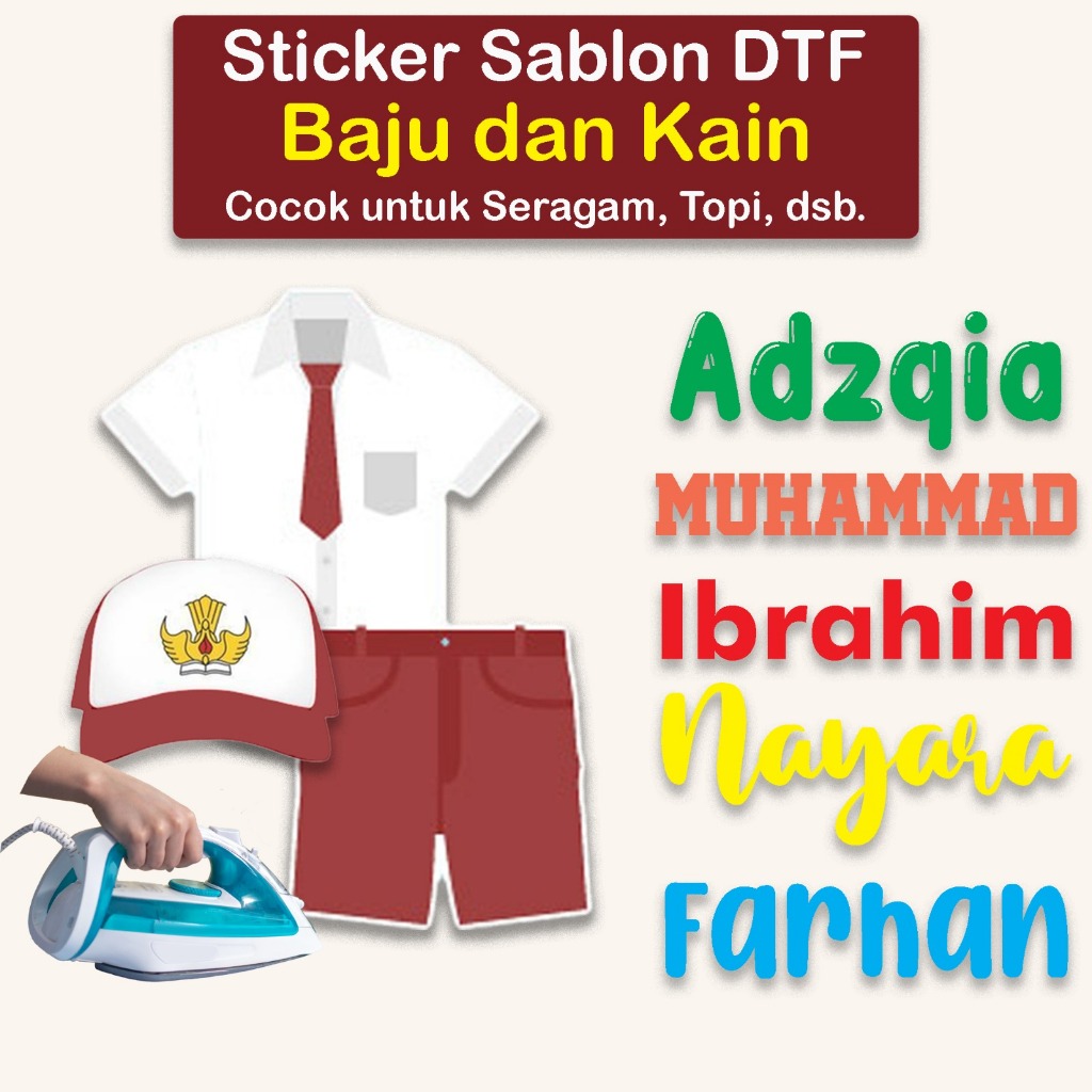 Jual Sticker Label Nama Sablon Setrika Kain 1 Pack Isi 50pcs 30pcs 1pcs ...