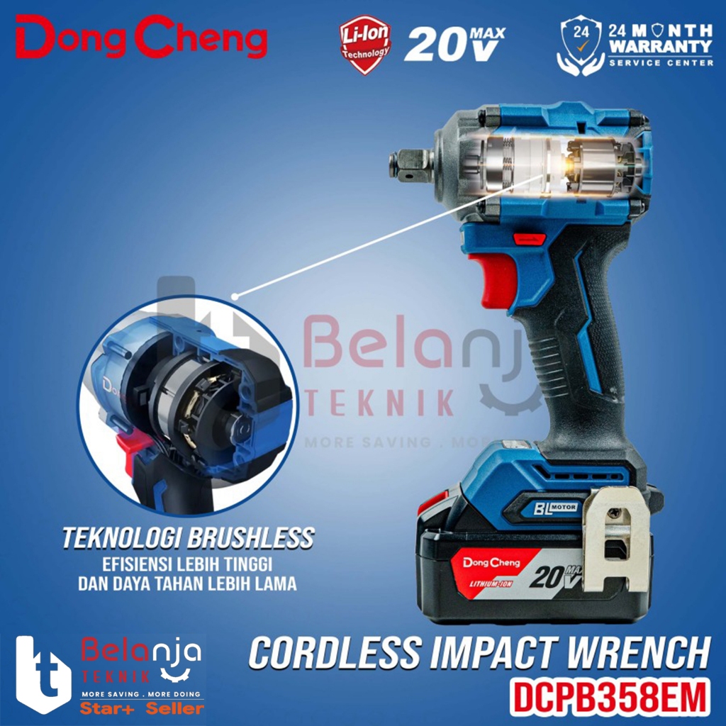 Jual Dongcheng Impact Wrench Baterai DCPB358 EM 20V Pembuka Baut ...