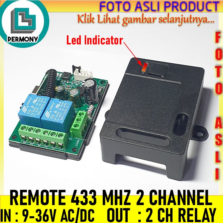 Jual Relay Switch 433 Mhz 2Ch 433MHz 2 Ch Wireless RF Receiver 9-36V DC ...