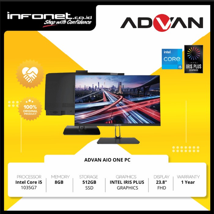 Jual ADVAN AIO ONE PC i5 1035G7 8GB 512GB SSD 23.8 FHD W11 | Shopee ...
