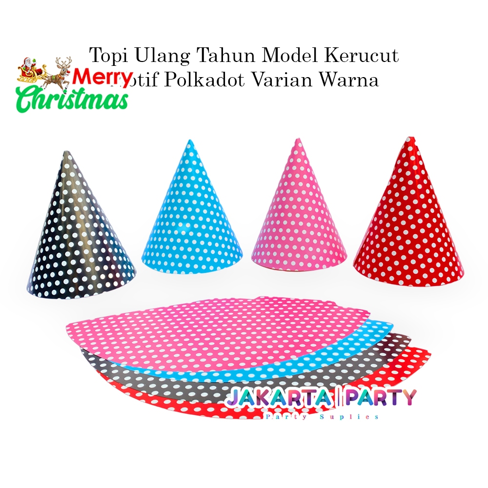 Jual Topi Kerucut Polkadot / Topi Ultah Polkadot / Topi Ulang Tahun ...