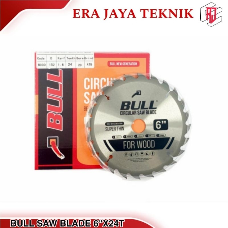 Jual BULL Circular Saw Blade Super Thin 6"x24Tx1.6mmx20mm | Shopee ...