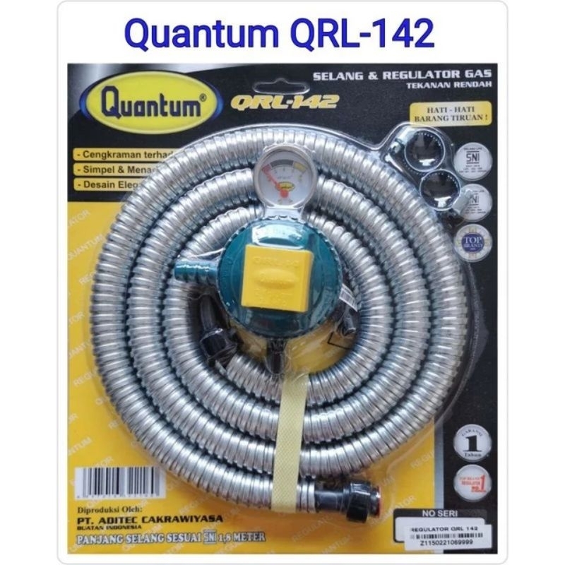 Jual REGULATOR GAS + SELANG QUANTUM QRL_142 original | Shopee Indonesia