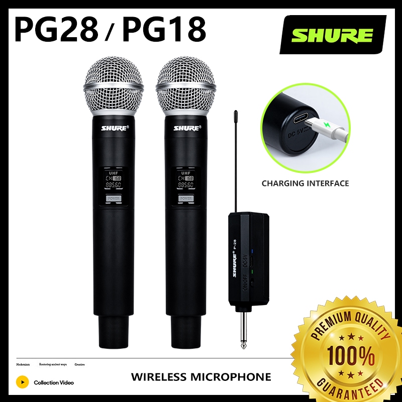 Jual PG18 PG28 Wireless Microphone UHF Dual Handheld Microphone ...