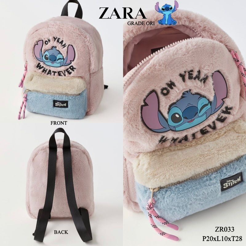 Jual ZARA STITCH ZARA BACKPACK KIDS VINYL PREMIUM GRADE ORI - ZARA KIDS ...
