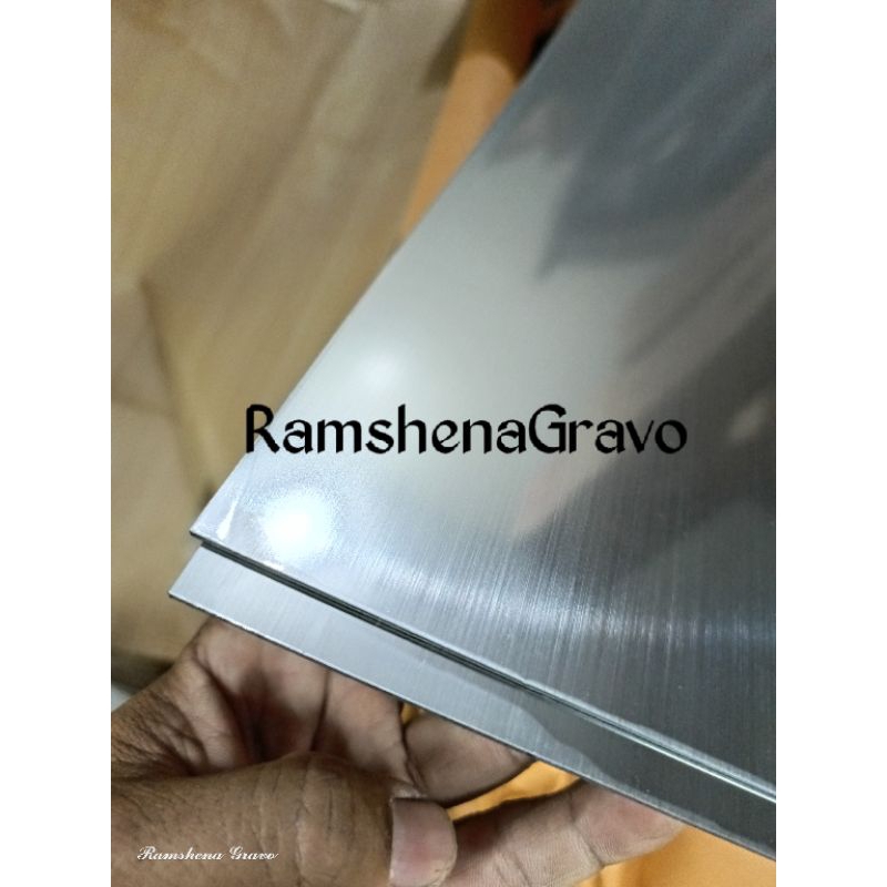 Jual gravoply silver/laser/router/bahan name tag/hairline/60x120cm ...