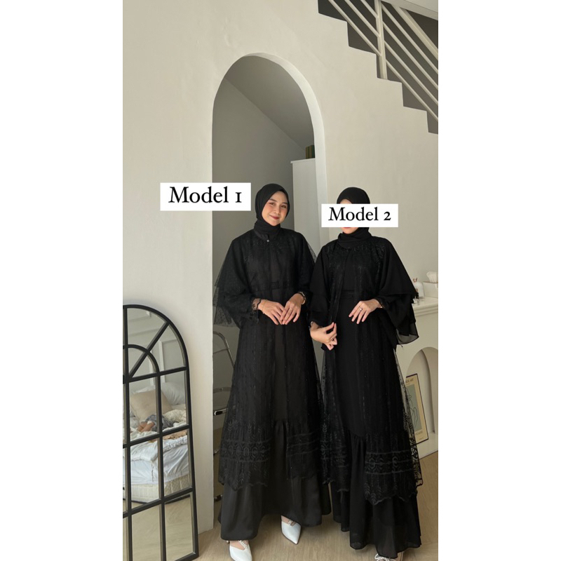 Jual DEVINA DRESS SET OUTER BAHAN SATIN ROBERTO OUTER BRUKAT MIX TILLE ...
