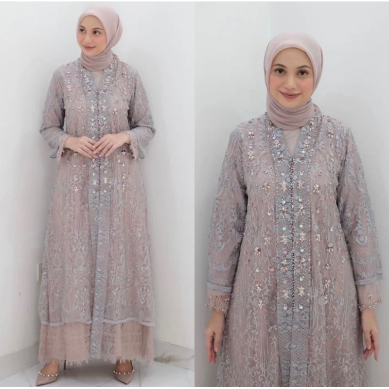 Jual kebaya dress signature by sarah the label - taupe (S) | Shopee ...