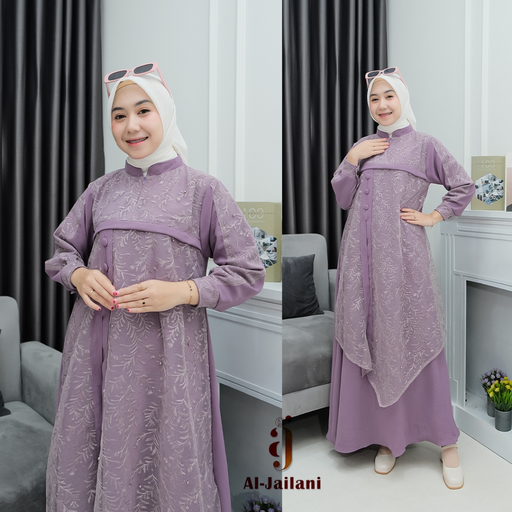 Jual Rose Dress Gamis Terbaru 2023 Bahan Kringkle Kombinasi Tile ...