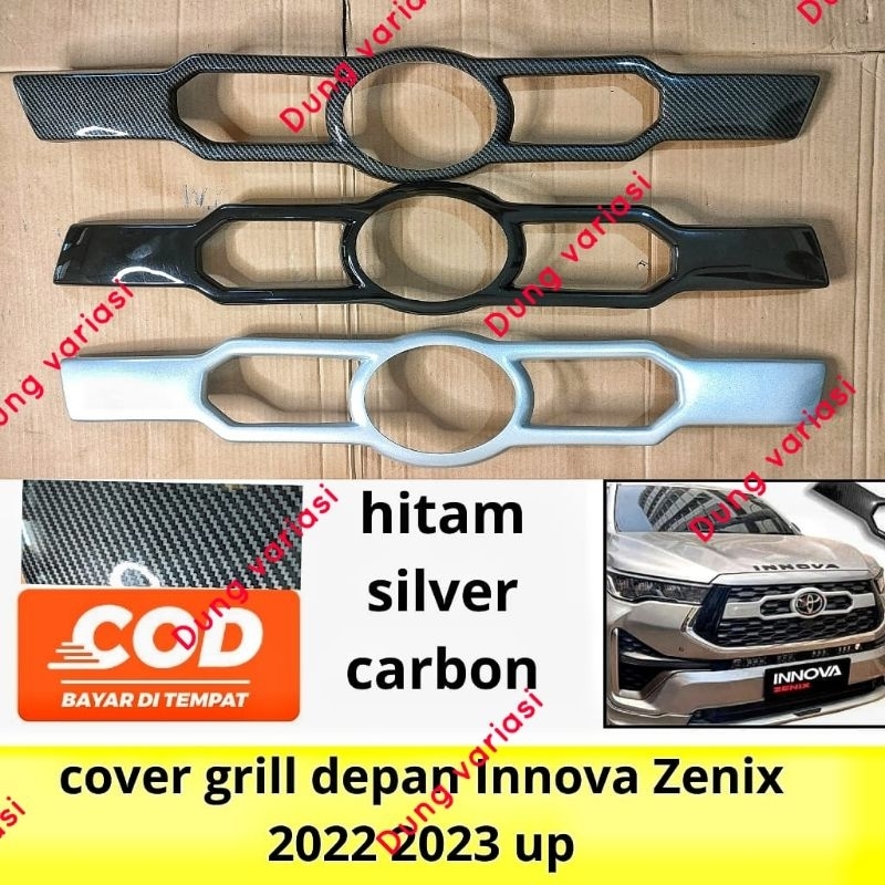 Jual cover grill depan innova zenix 2023 2024 2025 hitam silver carbon ...