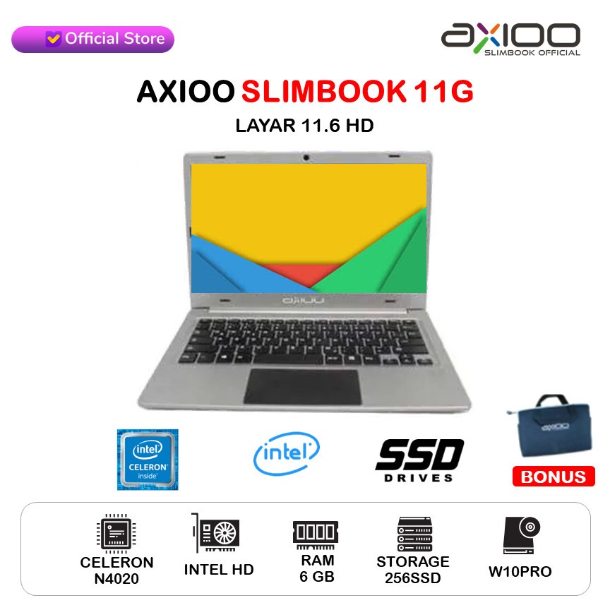 Jual LAPTOP NOTEBOOK AXIOO SLIMBOOK 11G N4000 4/6GB 256SSD W10PRO 11.6 ...