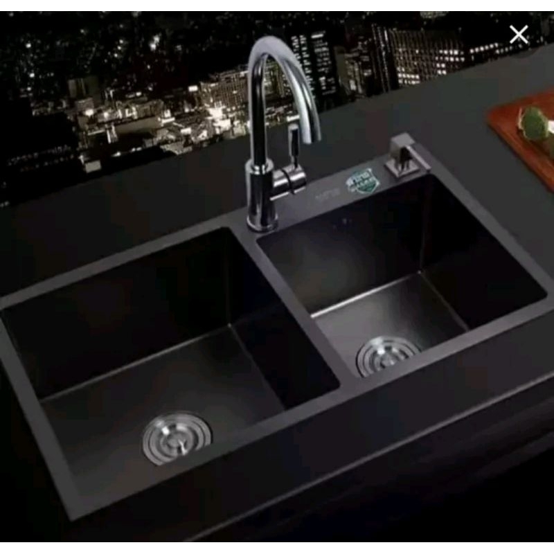 Jual Paket Kitchen Sink Stainless INOBE 8245 HITAM ORIGINAL Bak Cuci ...